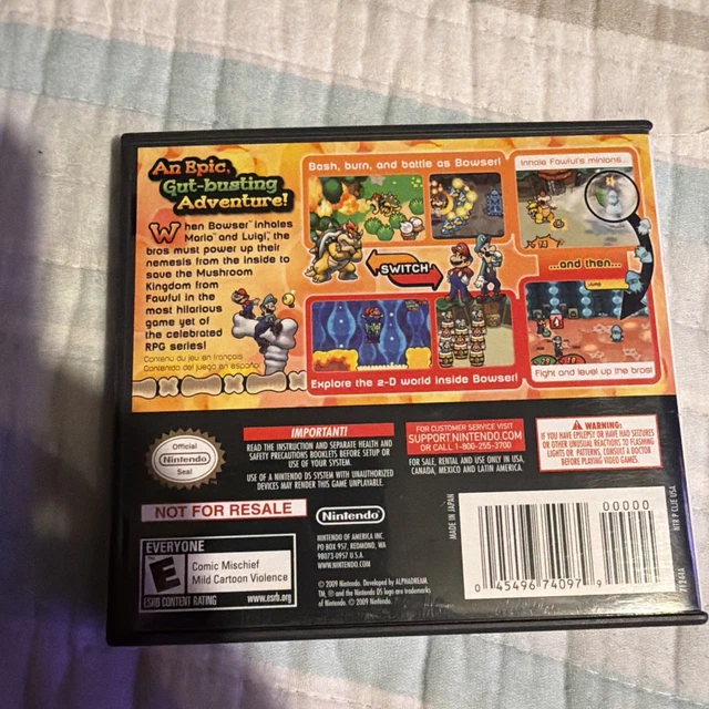 MARIO & LUIGI Bowser's Inside Story Nintendo DS Game Authentic Tested ...
