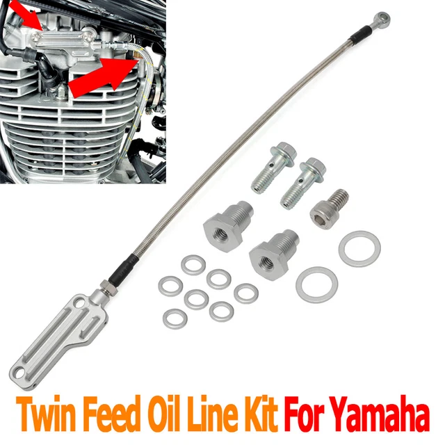 TWIN FEED OIL Line Finned Kit For Yamaha SR400 15-16 SR500 TT500 XT500 ...