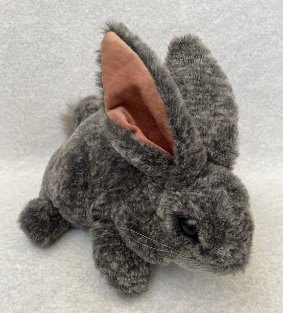 FOLKMANIS BUNNY RABBIT Hand Puppet Plush Stuffed Animal Gray 10in Soft ...