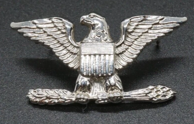 KOREAN WAR STERLING USMC Colonel Rank Eagle Shoulder Insignia Pin by ...