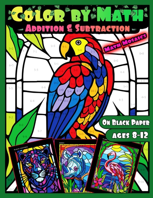 COLOR BY MATH: Addition & Subtraction Math Mosaics: Animal Coloring ...