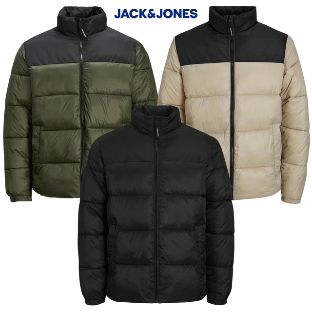 MENS JACK & Jones Puffer Jacket Full Zip Long Sleeve Windproof Jackets ...
