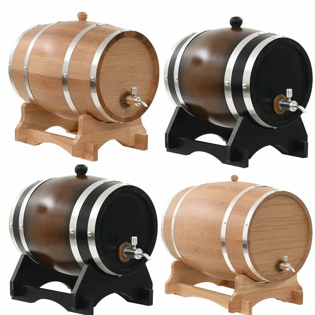 6/12/35L SOLID OAK Barrel Cask Wooden Storage Wine Brandy Whiskey ...