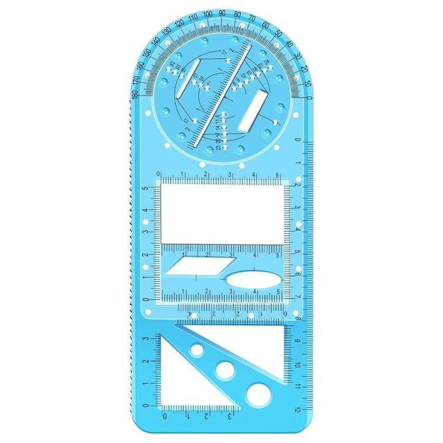 MULTIFUNCTIONAL GEOMETRIC RULER Geometry Drawing Template Measuring ...