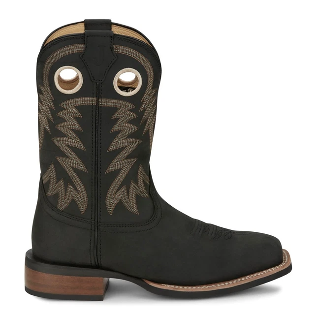 JUSTIN BOOTS SHOW Stopper 11 Inch Square Toe Cowboy Mens Black Casual ...