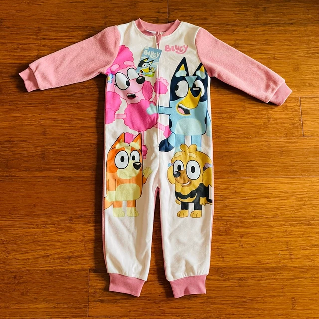BLUEY AND FRIENDS Bingo, Coco, Missy Fleece Sleepsuit Zip Pyjamas Size ...
