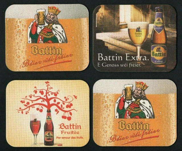 2 BIERDECKEL RECHTECKIG Brauerei BATTIN / LUXEMBURG - 2 verschiedene ...