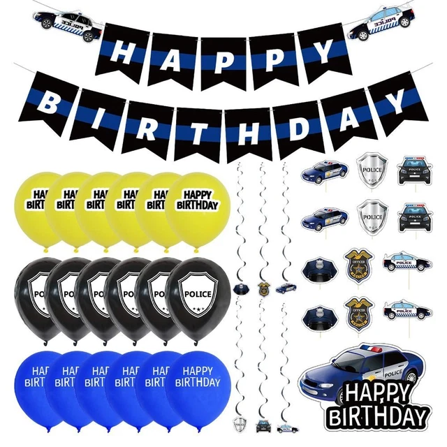 12IN HAPPY BIRTHDAY Banner Latex Balloons DIY Police Theme Boys EUR 15 ...
