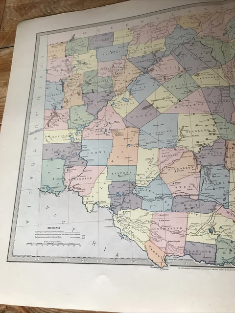 ANTIQUE 1880S AUSTRALIA / New South Wales General Map with index $149. ...