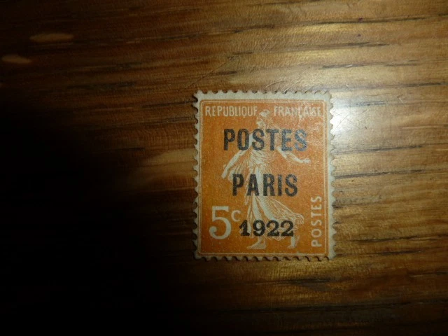 FRANCE TIMBRE PREOBLITERE SEMEUSE 5c POSTES PARIS 1922" TTB EUR 55,00 ...