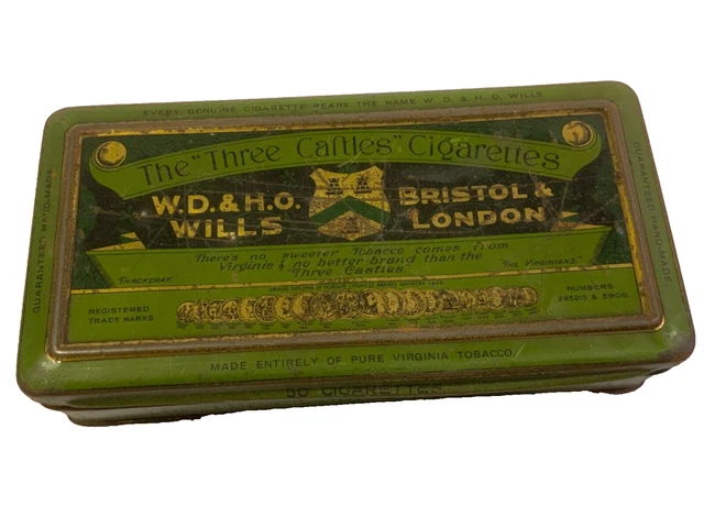 WD & HO willss the three castles cigarettes empty tin 1920s imperial ...