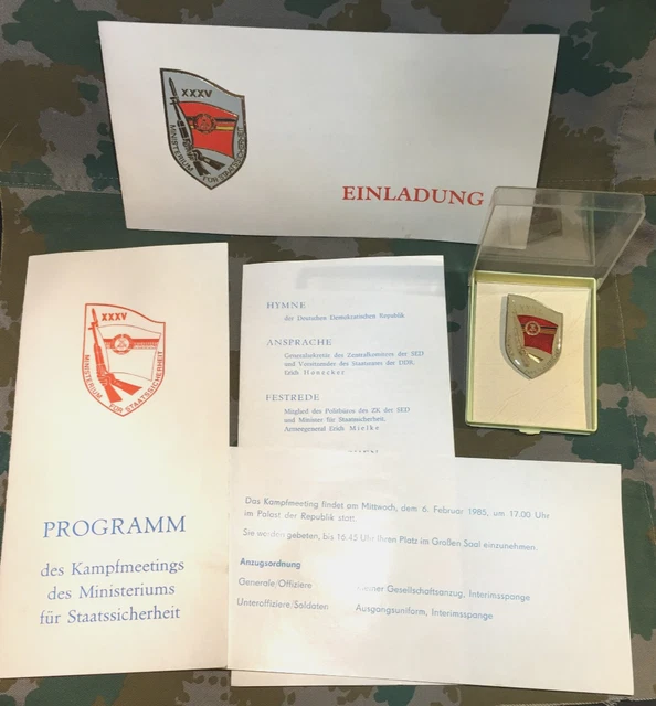 DDR MFS STASI NVA Abzeichen Orden Dokumente Einladung 11 Parteitag ...