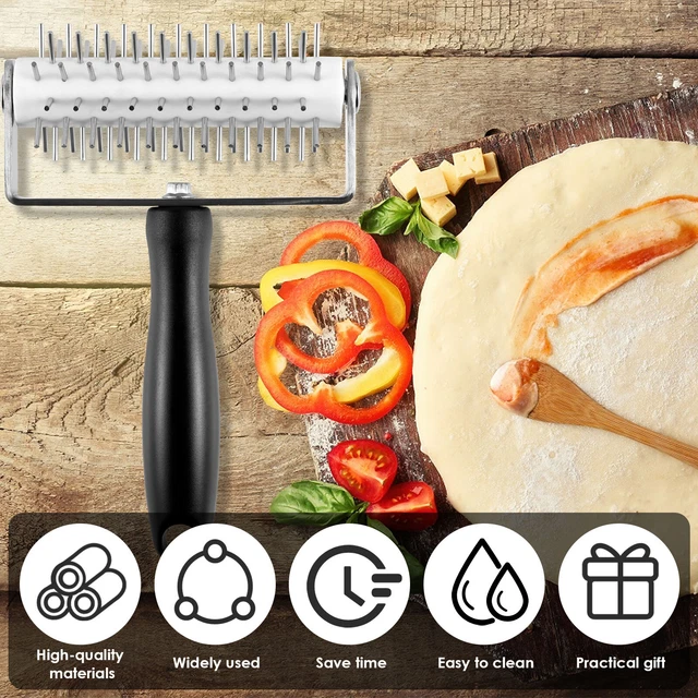 PIZZA DOUGH DOCKER Stainless Steel Pizza Roller with Spikes ...