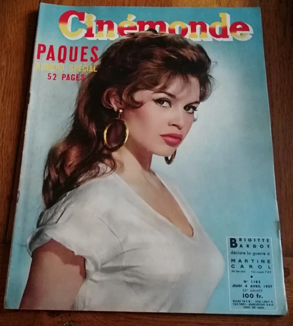 BRIGITTE BARDOT MAGAZINE REVUE CINEMONDE N°1182 Avril 1957 complet EUR ...