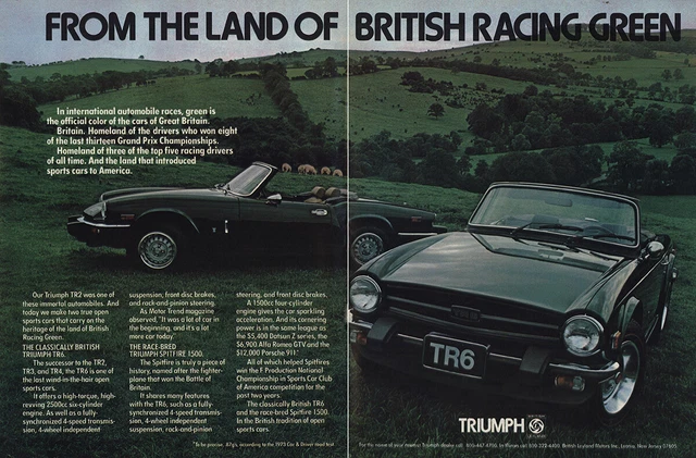 1975 TRIUMPH TR6: Land of British Racing Green Vintage Print Ad £6.79 ...