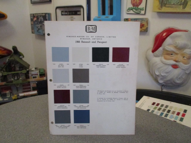 PAINT COLOR REFERENCE Sample Paint Chips R-M Renault Peugeot 1966 ...