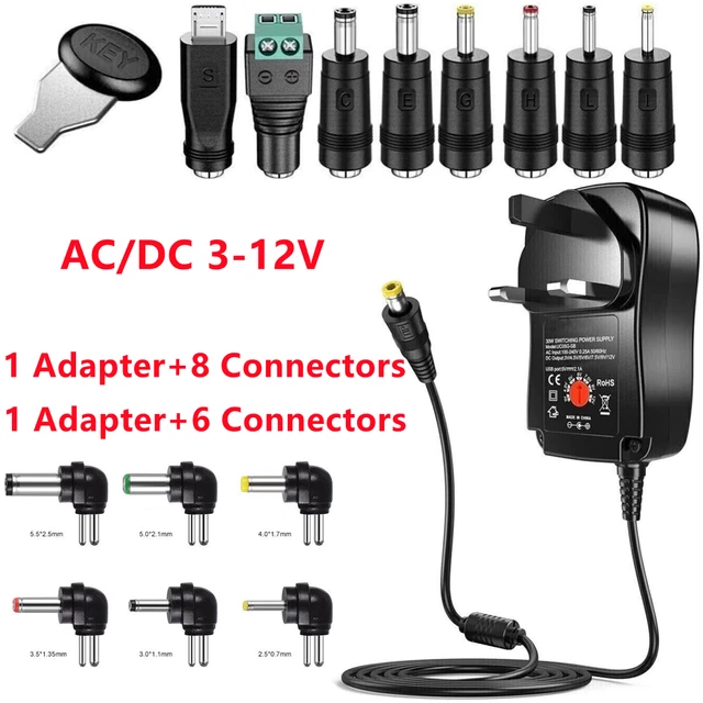 UNIVERSAL 3-12V ADJUSTABLE Voltage Adaptor Charger USB AC/DC Power ...