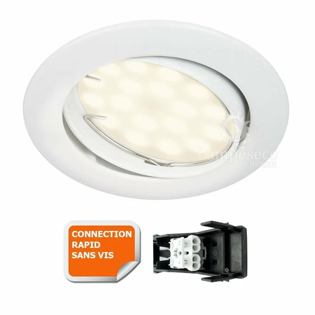 Spot Led Encastrable Complete Orientable Blanc Avec Ampoule Gu10 230v