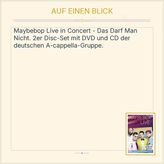 MAYBEBOP DAS DARF Man Nicht Live DVD CD Set EUR 9,38 - PicClick IT