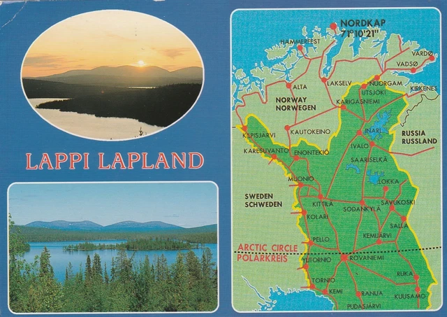 AK MAP, LANDKARTE, Umgebungskarte **LAPPI-LAPLAND** Suomi - Finland IV ...
