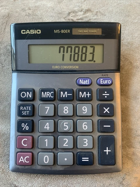 CASIO MS-80ER TWO Way Power Euro Conversion Calculator Working Good ...