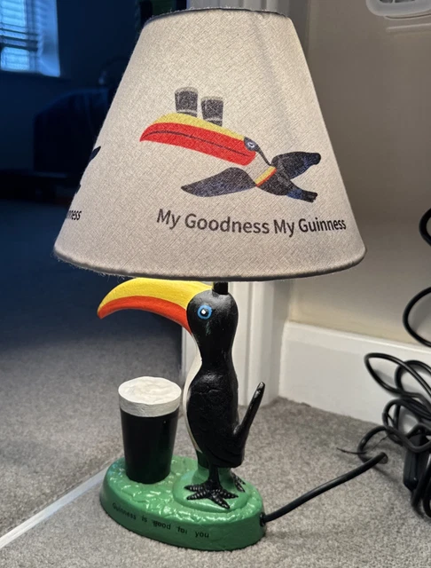 RARE VINTAGE COLLECTIBLE Guinness Toucan & Pint Cast Iron Table Lamp ...