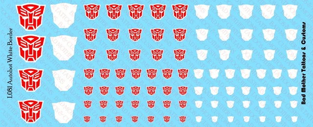 TRANSFORMERS AUTOBOT WHITE border Logos Waterslide Decals for action ...