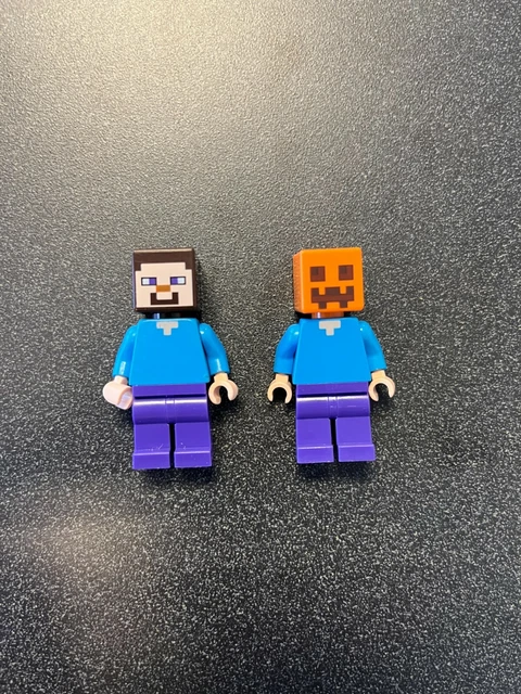 LEGO - MINECRAFT Steve and Pumpkin Steve Minifig - Lot of 2 ...