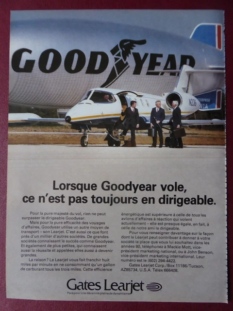 1/1982 PUB GATES Learjet Business Aircraft Goodyear Blimp Dirigeable ...