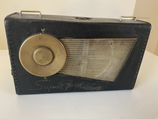 VINTAGE PERDIO SUPER 7 Transistor Radio circa 1958 with leather case ...