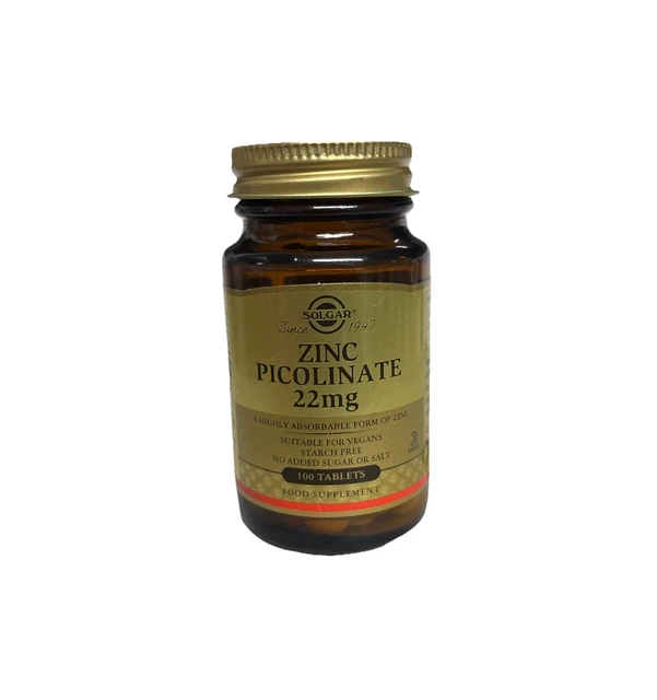 SOLGAR ZINC PICOLINATE 22 mg Antioxidant, Skin & Immune System Support ...