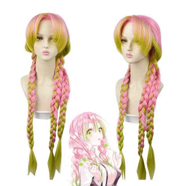 DEMON SLAYER KANROJI Mitsuri Wig Kimetsu no Yaiba Anime Cosplay Hashira ...