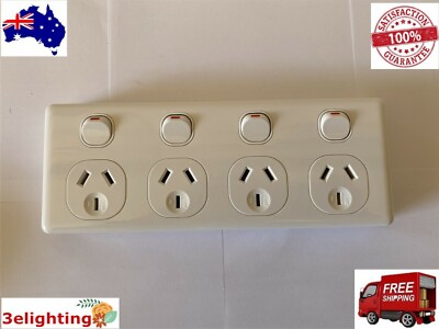 4 GANG GPO Power Point Double Pole Quad Socket Outlet 10A SAA Approve ...