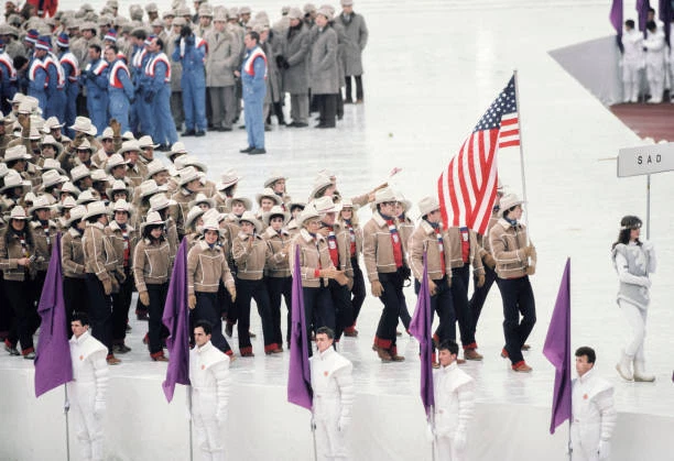 FRANK MASLEY OLYMPIC Team USA marches Opening Ceremony XIV Oly- 1984 ...