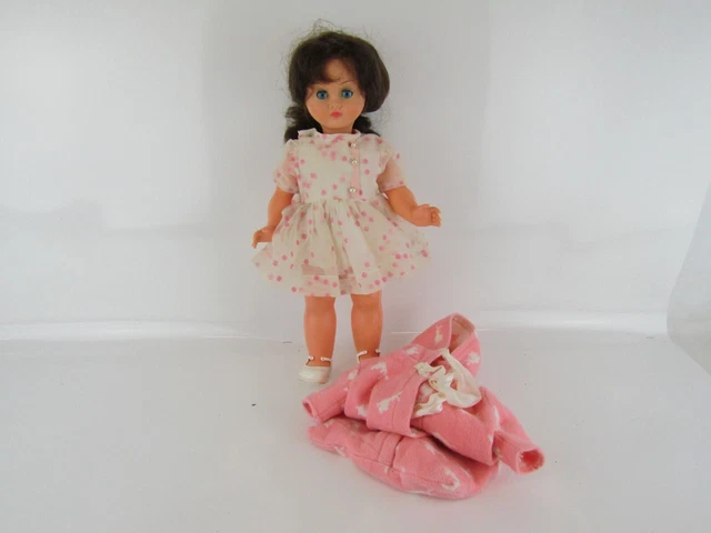 VINTAGE FRENCH BELLA Doll Height 16 Inches Brown Hair Blue Eyes With ...