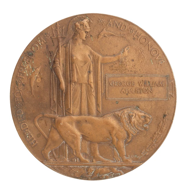 WW1 MEMORIAL PLAQUE George William Appleton Original £120.00 - PicClick UK