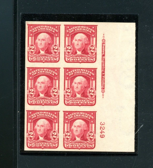 UNITED STATES SCOTT #320 2c WASHINGTON PLATE BLOCK MINT NH WITH MOUNT ...