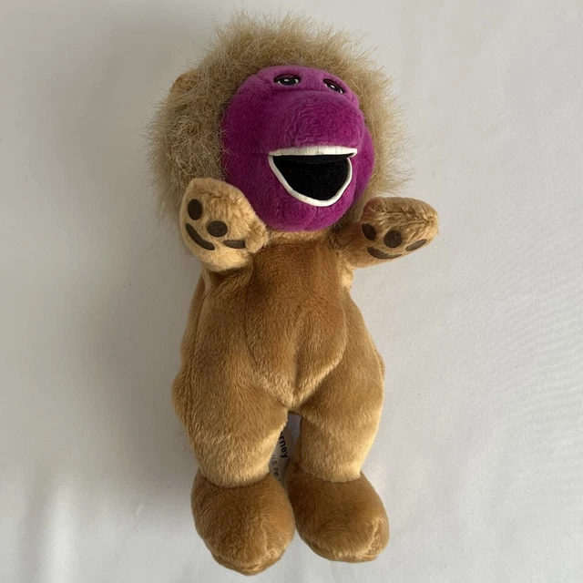 VINTAGE BARNEY THE Dinosaur Plush Purple Lion Soft Toy Beanie Bum Learn ...