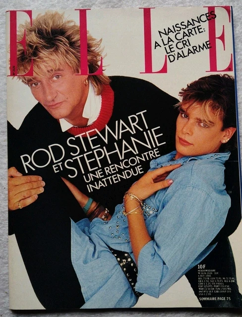 FRENCH MAGAZINE ELLE Oct.1986 Cover Stéphanie De Monaco & Rod Stewart ...