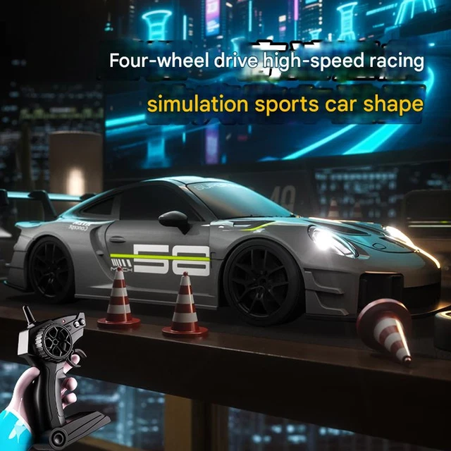 1/24 SCALE 4WD RC Drift Car with 2 Speed Modes LED Lights & 50m Range ...