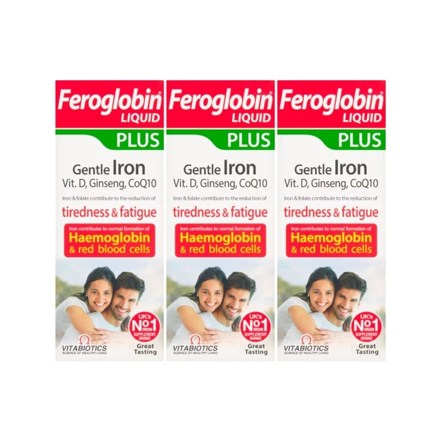VITABIOTIC FEROGLOBIN PLUS Liquid 200ml - Pack of 3 - 600ml Total EXP ...
