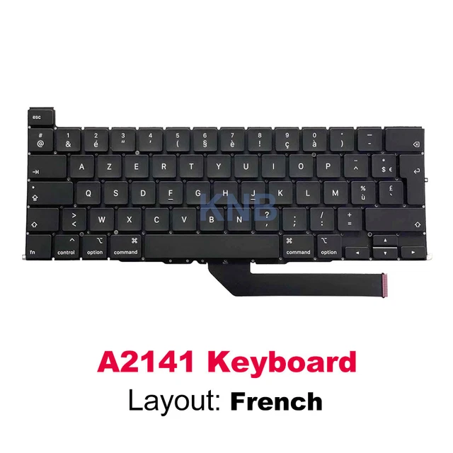 NEW AZERTY FRENCH Layout For MacBook Pro Retina 16" A2141 Keyboard 2019 ...
