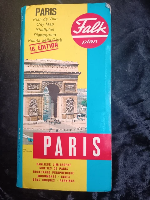 FALK PLAN PARIS Plan De Ville / City Map c1985 18 Edition France ...