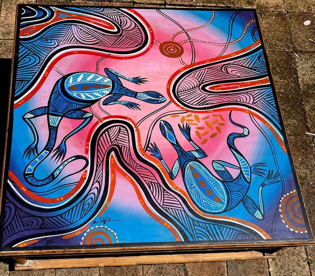 COLIN WIGHTMAN HAND Painted Table - Aboriginal Artist Australian Art ...