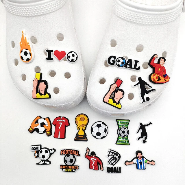 FOOTBALL SOCCER SPORTS Croc Shoes Charms Mini Cartoon Cute Charm Pins ...