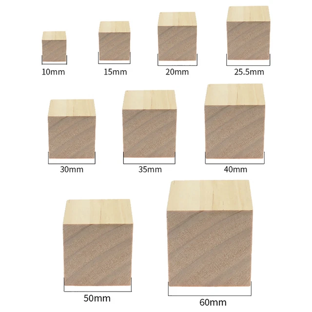 WOODEN SQUARE BLOCKS Wood Solid Wood Cube Mini Cubes DIY Woodwork Craft ...