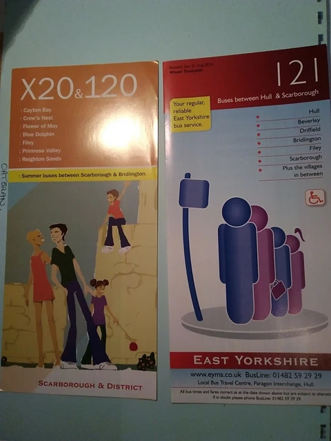 BUS TIMETABLE EAST Yorkshire Hull Scarborough 121, X20,120 Scarborough ...