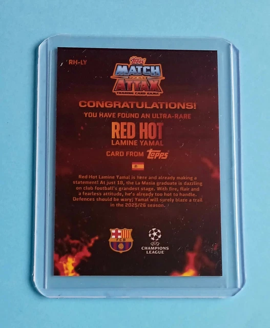 TOPPS MATCH ATTAX 2025/26 2026 Lamine Yamal Red Hot Ultra Rare Card 1: ...