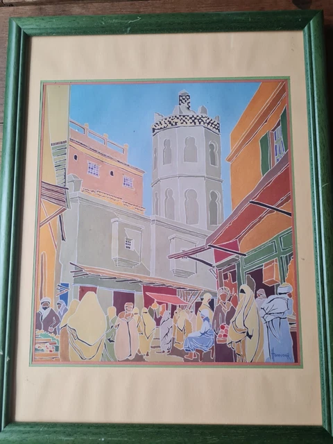 CADRE PEINTURE SIGNE Honnore ' Provence 'Souks Medina A Alger' Dim 26 / ...