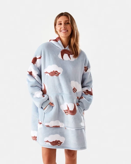 Adult Oversized Hooded Blanket Fleece Hoodie Plush Flannel Sweatshirt